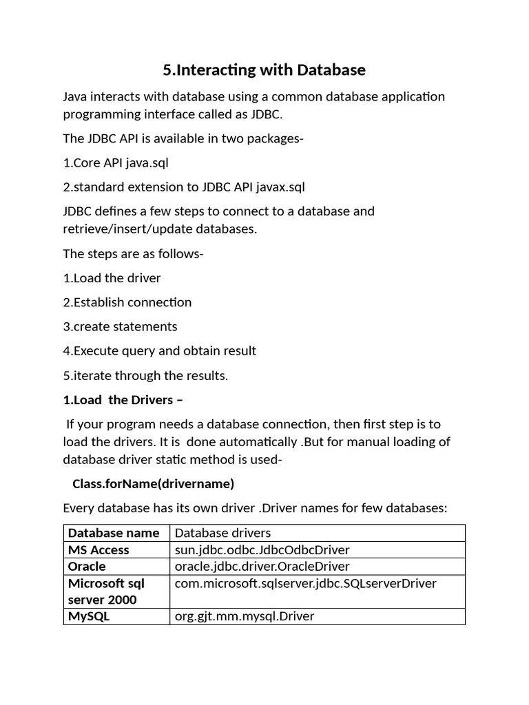 Interacting With Databse | PDF | Databases | Java (Programming Language)