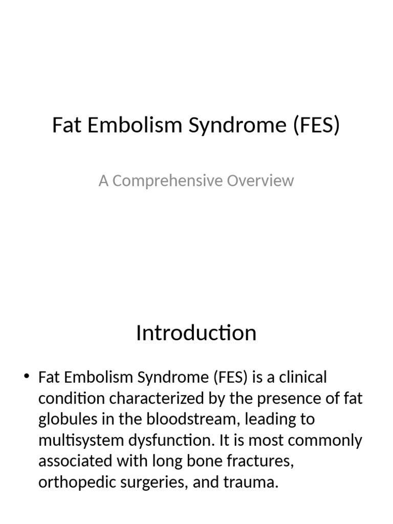 Fat Embolism Syndrome: Causes & Management | PDF