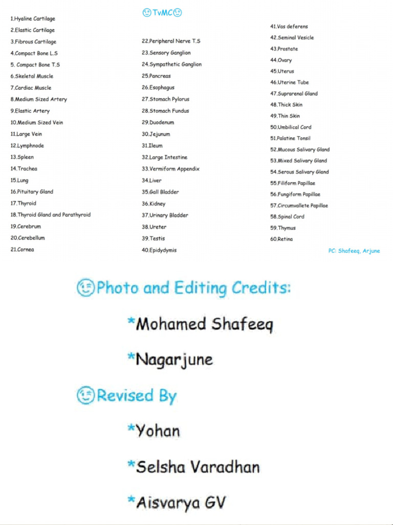 Histology TvMC Finalised | PDF