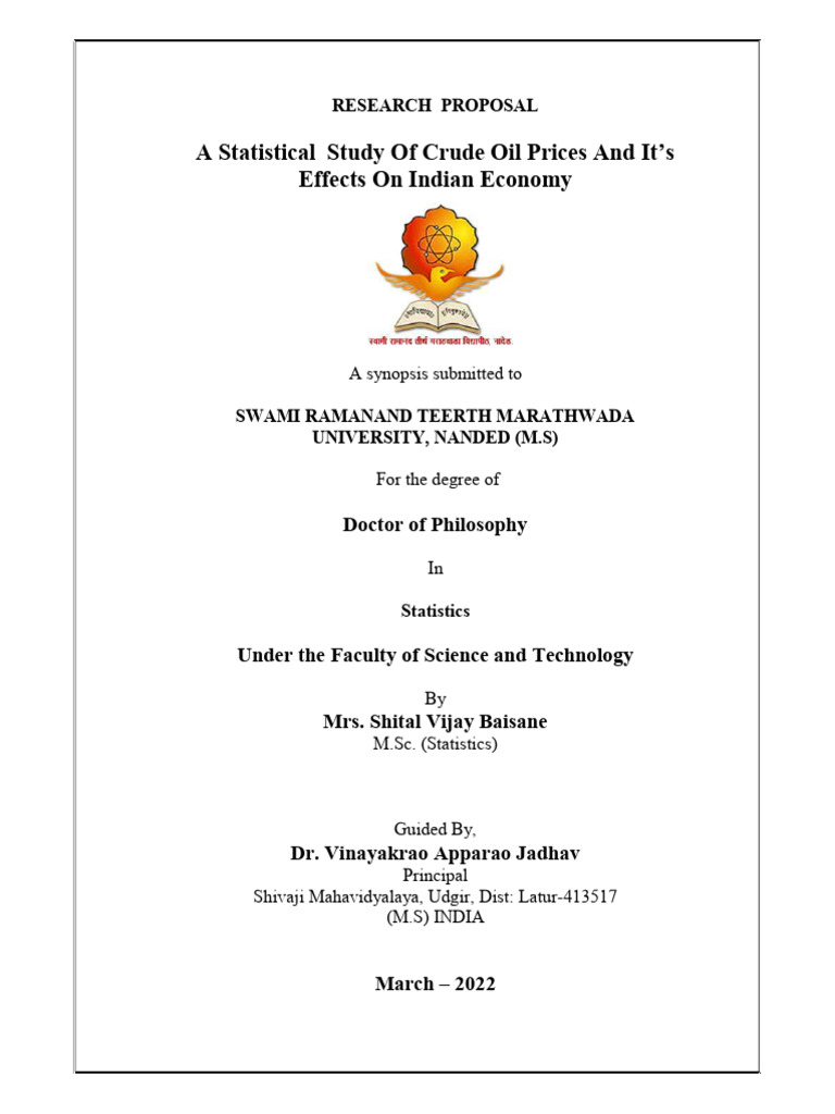 Microsoft Word - RESEARCH PROPOSAL Front Page | PDF | Price Of Oil ...
