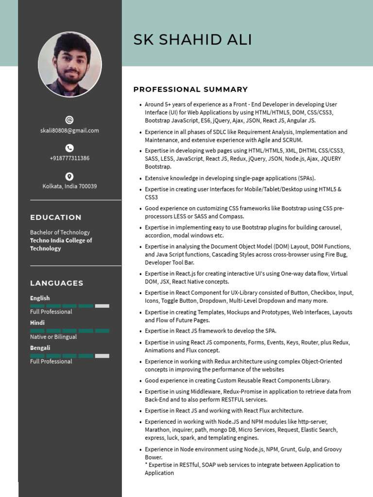 Shahid_Ali_Resume (1) | PDF | Document Object Model | Java Script