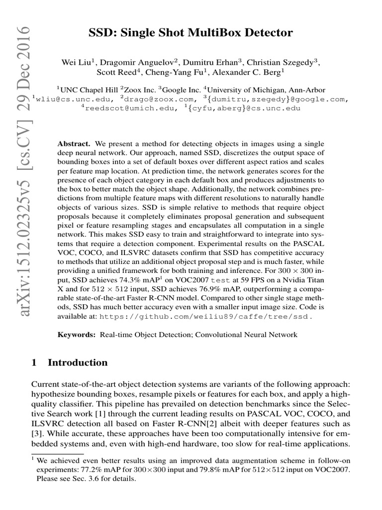 SSD Single Shot MultiBox Detector | PDF