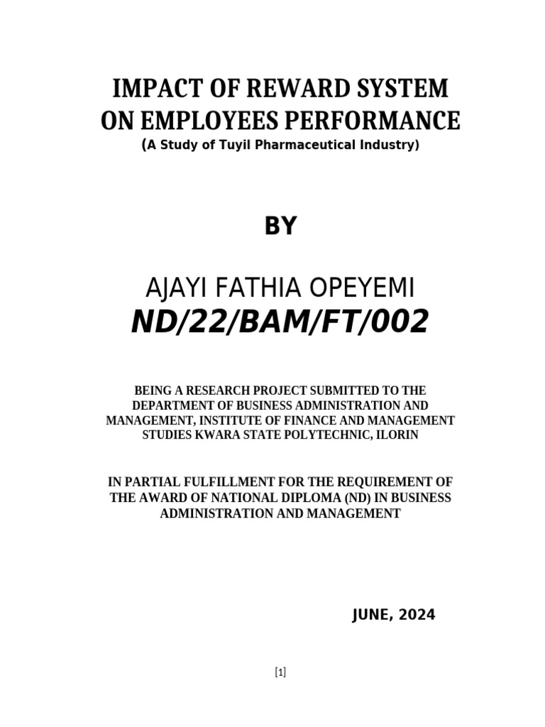 PROJECT BAM AJAYI FATHIA | PDF | Cost Of Living | Motivation