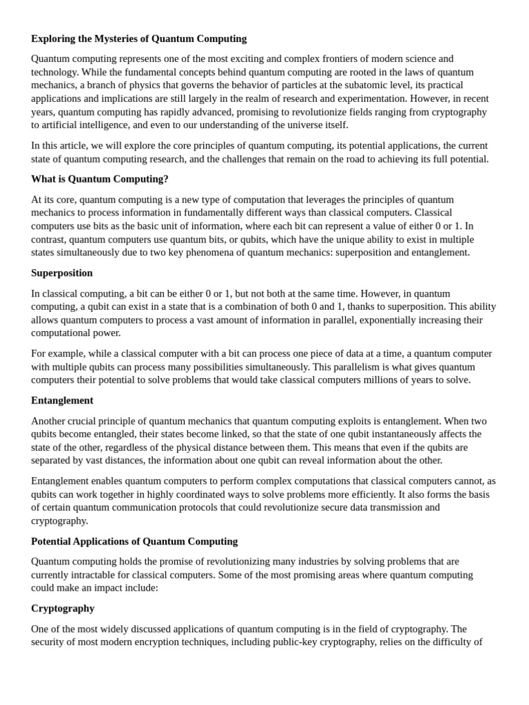 Quantum Computing: Principles & Applications | PDF | Quantum Computing | Computing