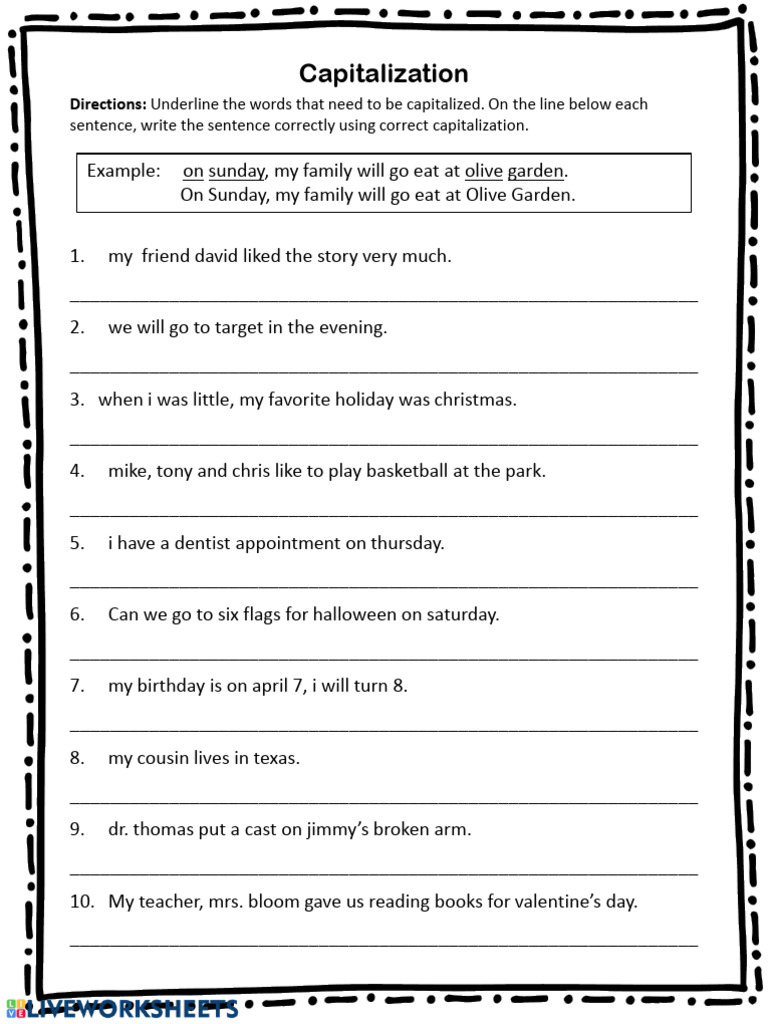 Capitalization Practice Exercise | PDF
