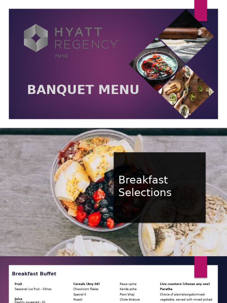 Hyatt Regency Pune Banquet Menu | PDF | Salad | Indian Cuisine