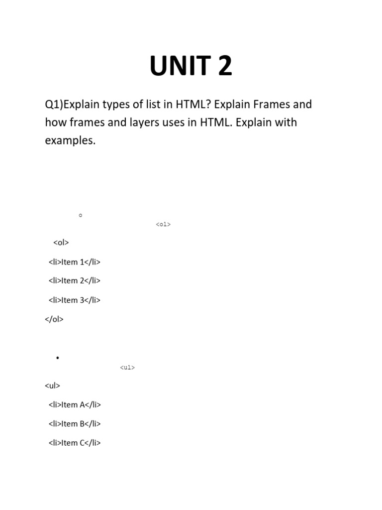 IWT UNIT 2 | PDF | Html | Html Element