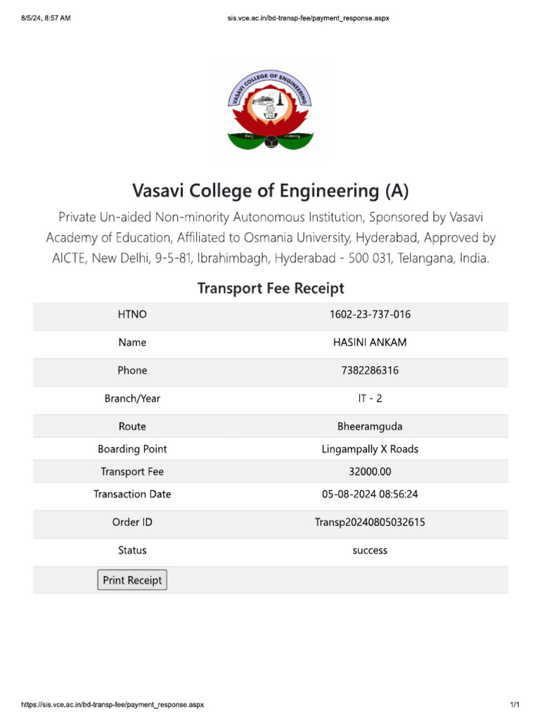 Kushi Bus Fee | PDF
