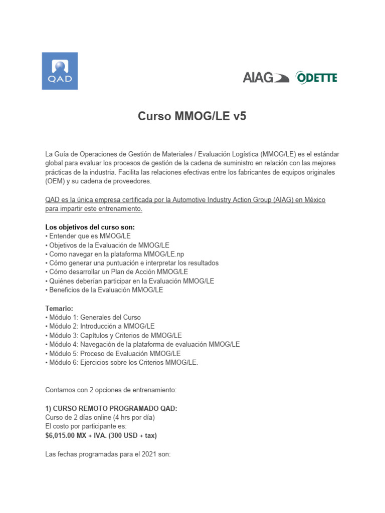 Información General Curso MMOG - LE | PDF | Business