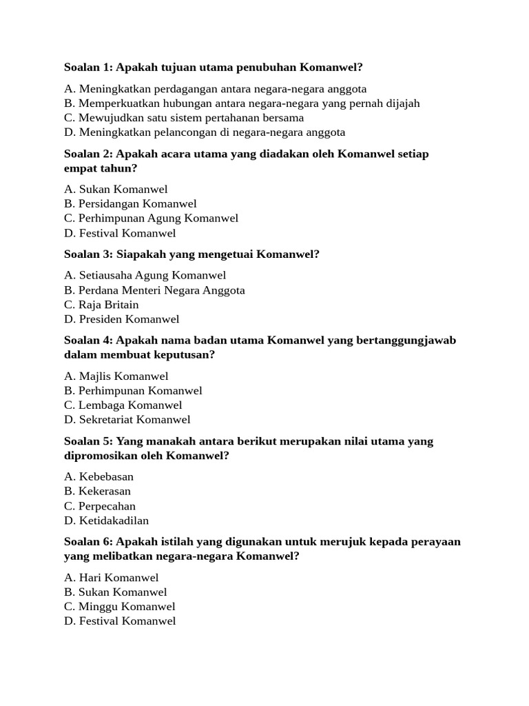 soalan obj komanwel | PDF