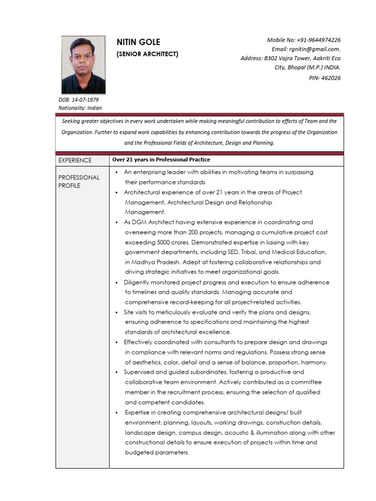NITIN GOLE GM (Arch.) MPBDC | PDF