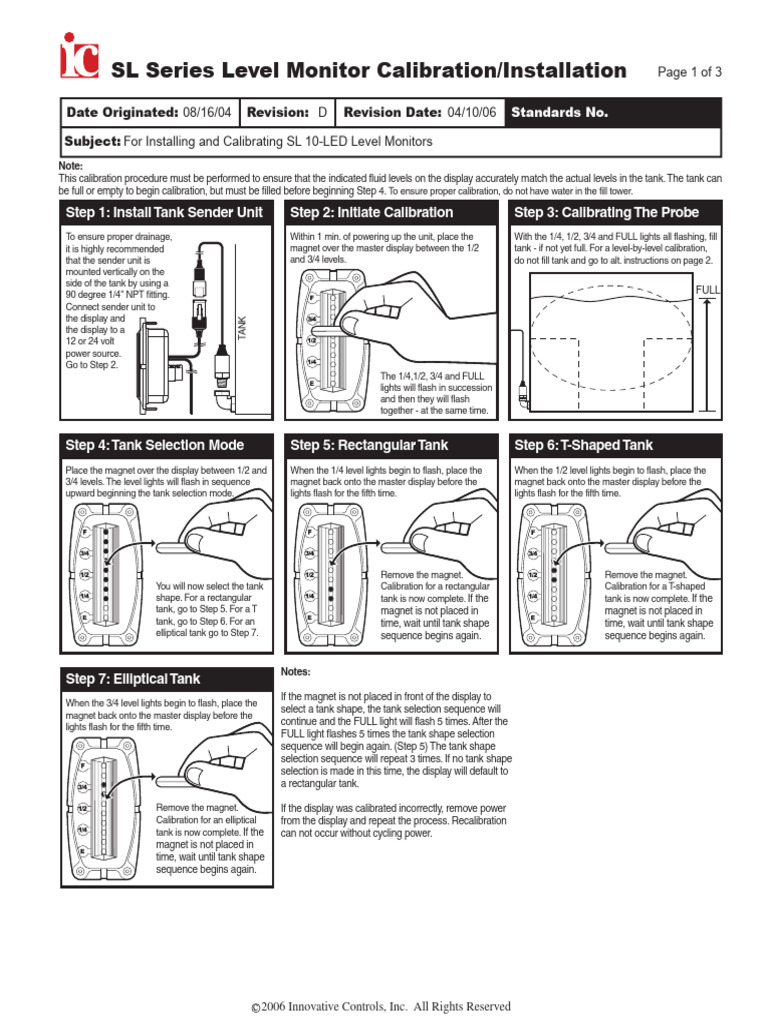 SL Series Water Level Gauge Calibration | PDF | Calibration | Pressure ...