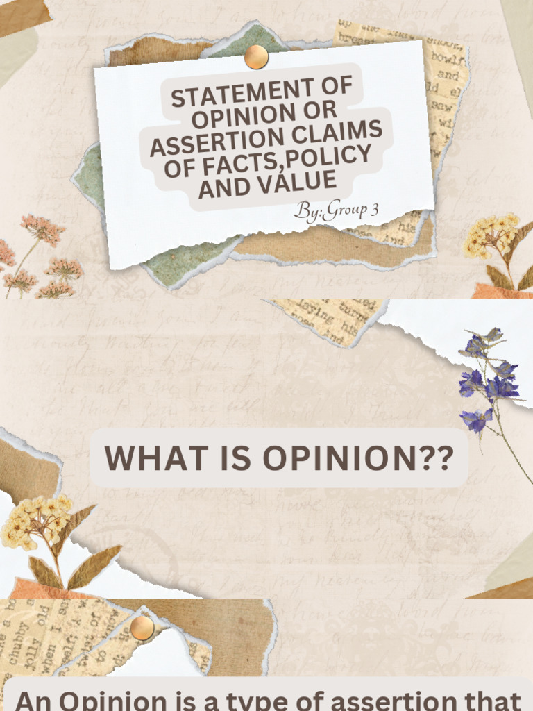 Statement of Opinion or Assertion Claims of Facts, Policy and Value ...