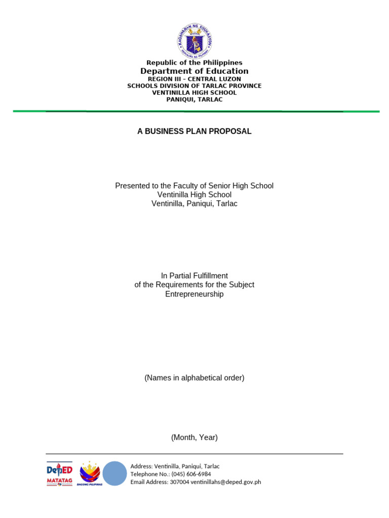 Business Plan Front Page_Format | PDF