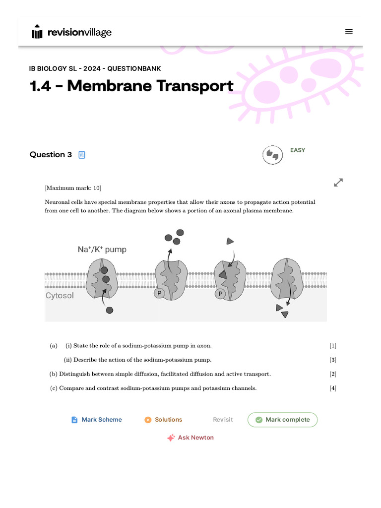 Sodium-Potassium Pump in Axonal Transport | PDF | Cell Membrane | Biology