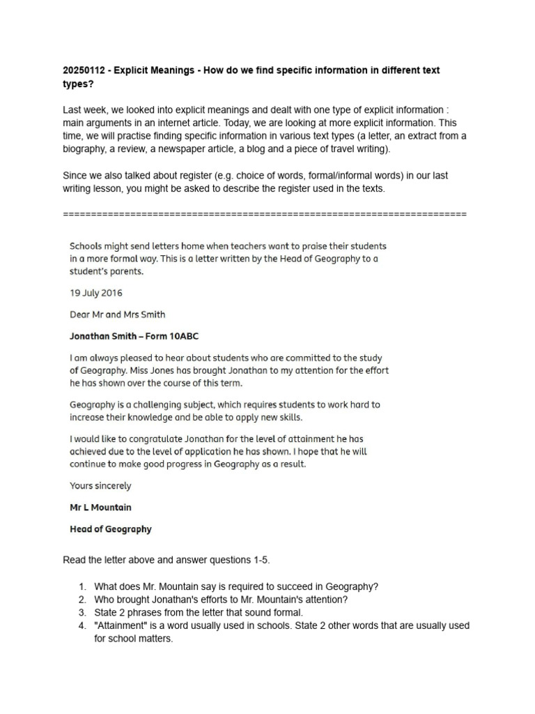 Practice Set Backup Copy - Explicit Meanings - How Do We Find Specific ...