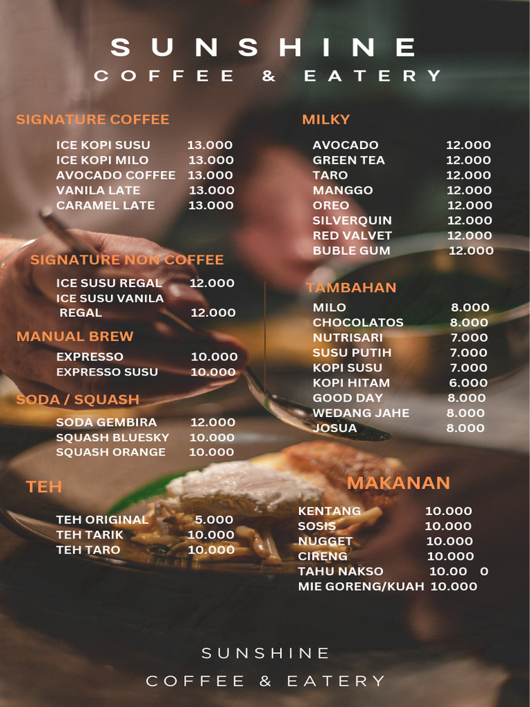 Sunshine Coffee & Eatery Menu | PDF