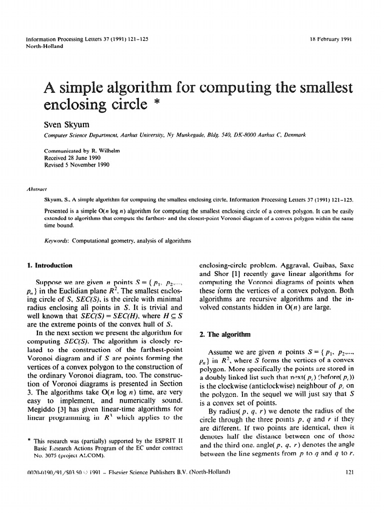 Smallest Enclosing Circle Algorithm | PDF | Circle | Convex Set