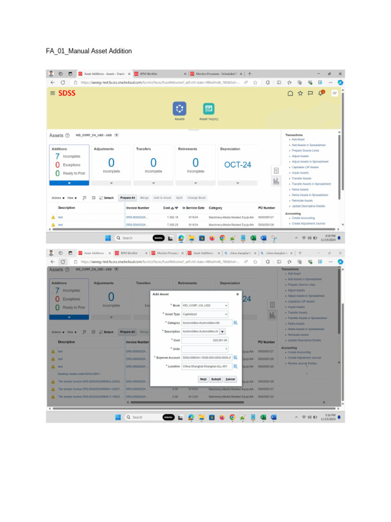 FA - 01 - Manual Asset Addition | PDF