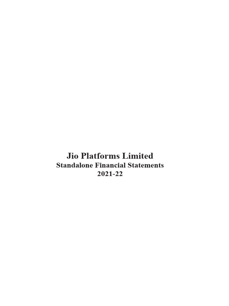 Jio Platforms Limited: Standalone Financial Statements 2021-22 | PDF