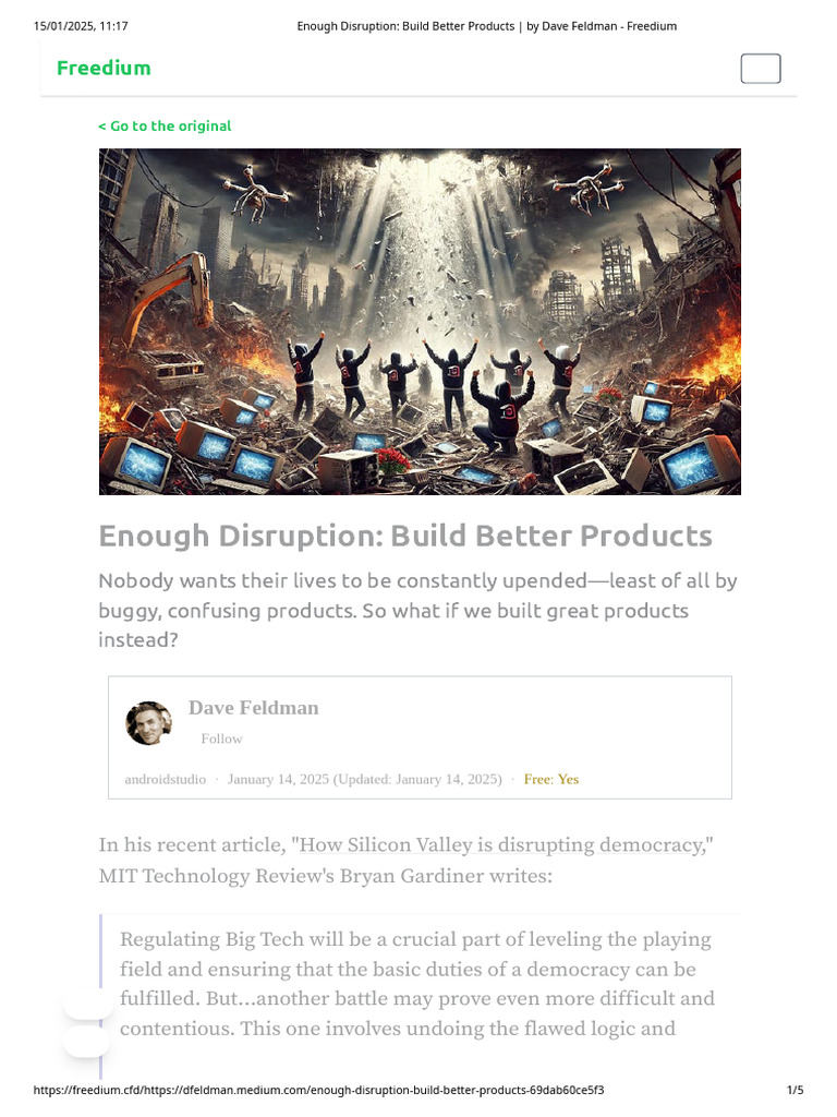 Enough Disruption - Build Better Products - by Dave Feldman - Freedium ...