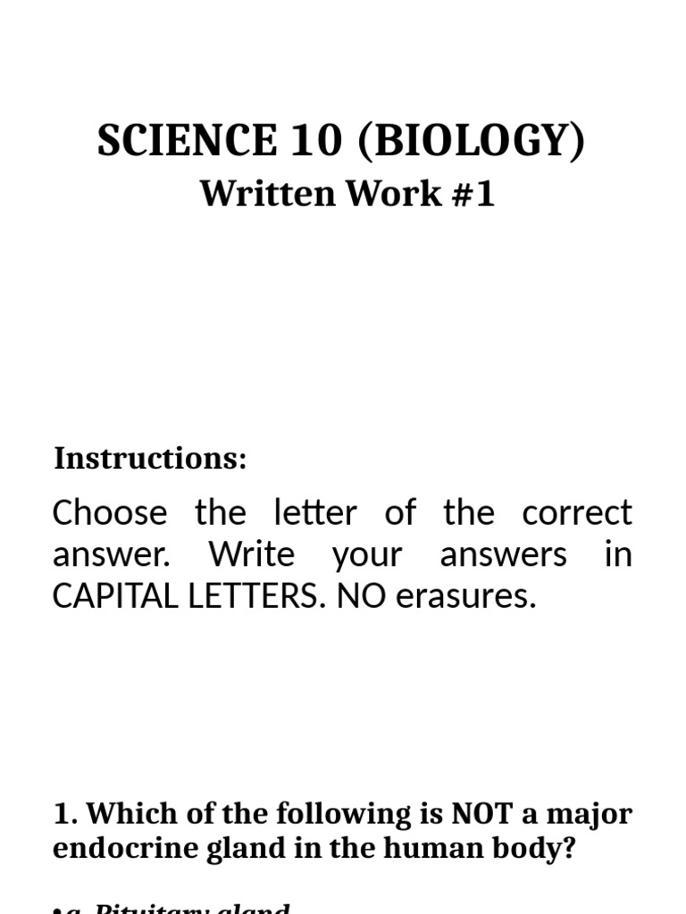 Science 10 Biology WW1 | PDF | Endocrine System | Glands