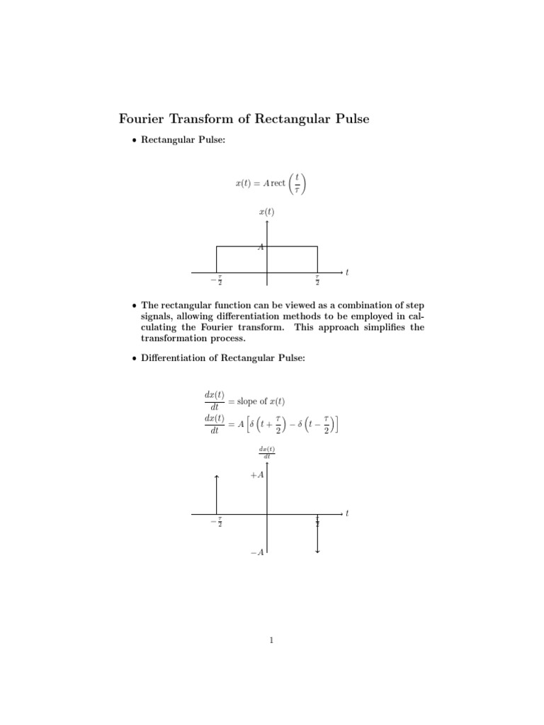 Fourier Transform of Rectangular Pulse | PDF | Signal Processing ...