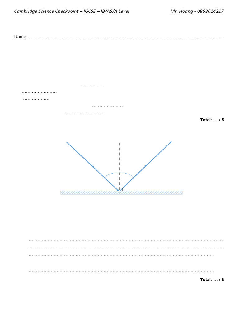Tran Minh Hieu | PDF | Reflection (Physics) | Refraction
