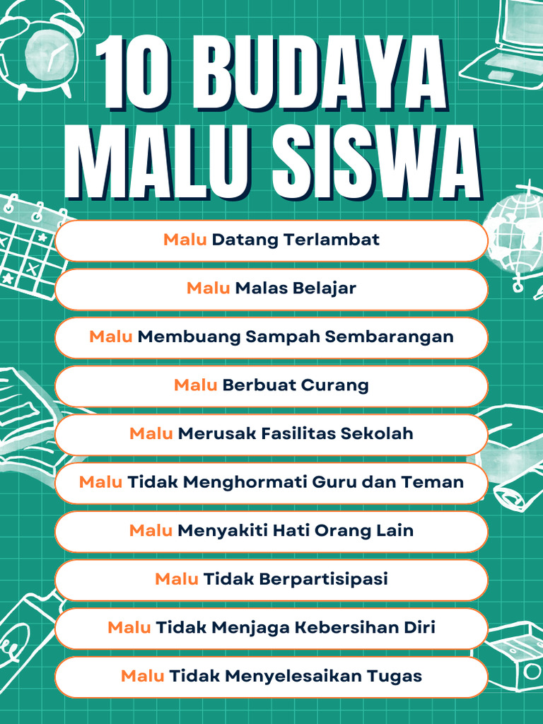 Hijau Poster 10 Budaya Malu Siswa | PDF