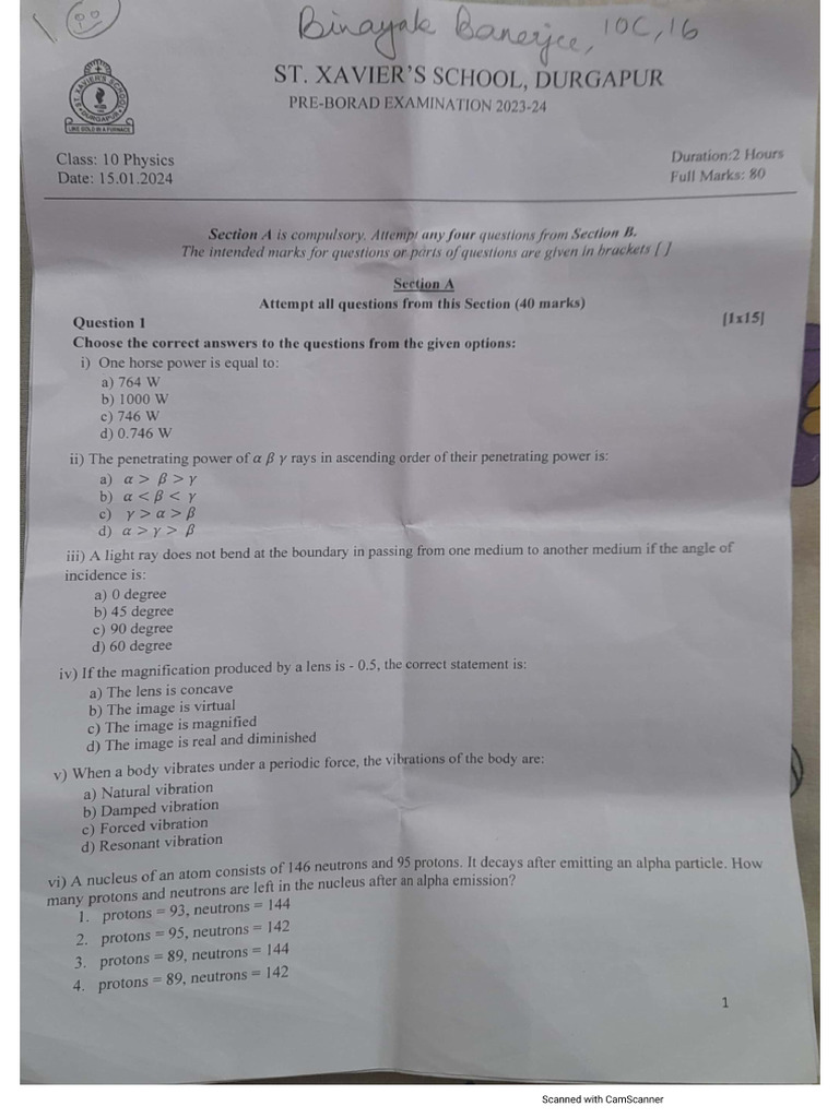Physics Preboards 2024 | PDF