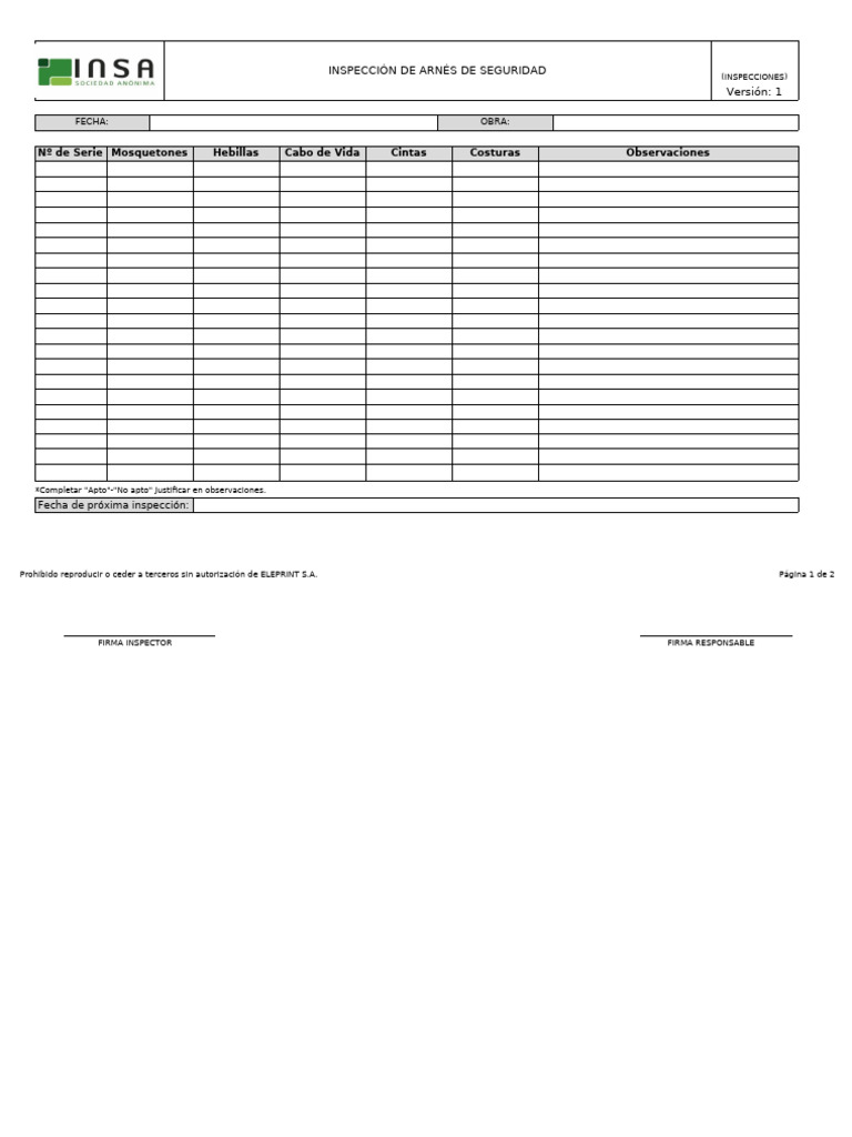 Inspecci N de Arn ®s de Seguridad - 1 | PDF