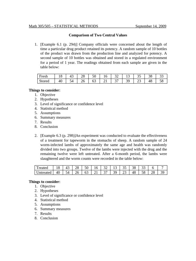 Comparing_2_means_examples | PDF | Statistics | Blood Pressure
