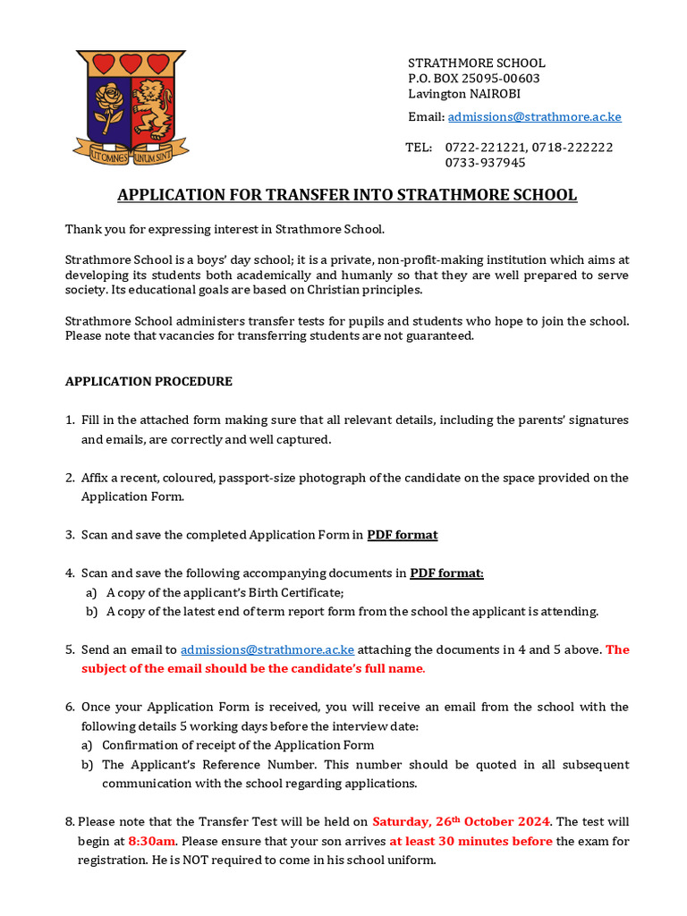 2025 Primary Transfer Application Form | PDF