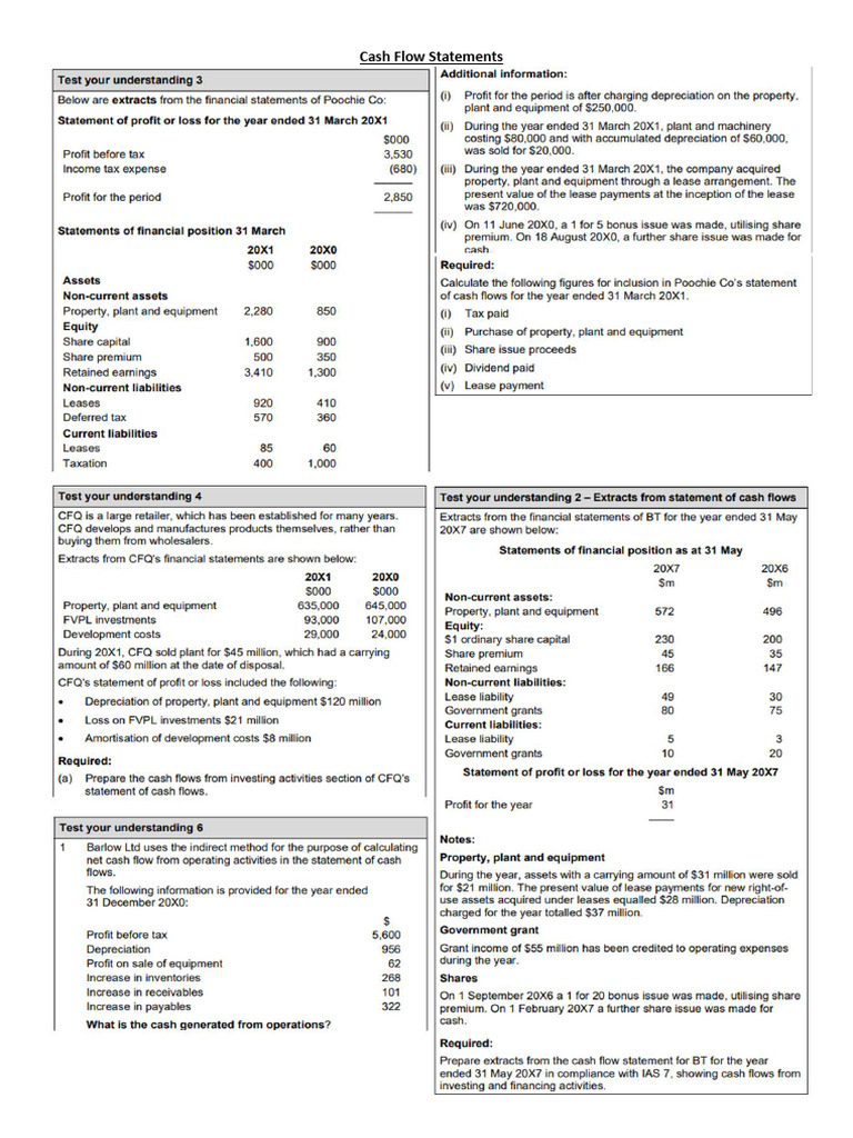Cash Flow Statements Questions | PDF