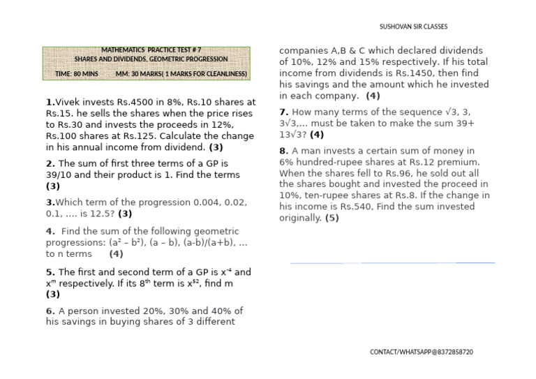 Mathematics Practice Test7 | PDF