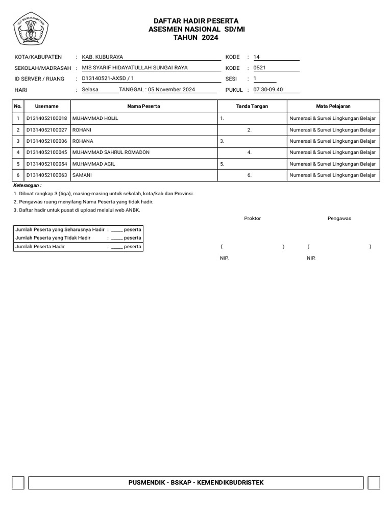 Asesmen Nasional - Tahun 2024 | PDF