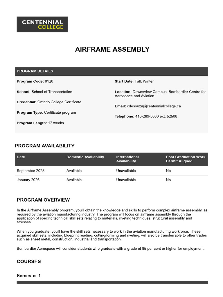 Airframe Assembly Program Overview | PDF | University And College ...