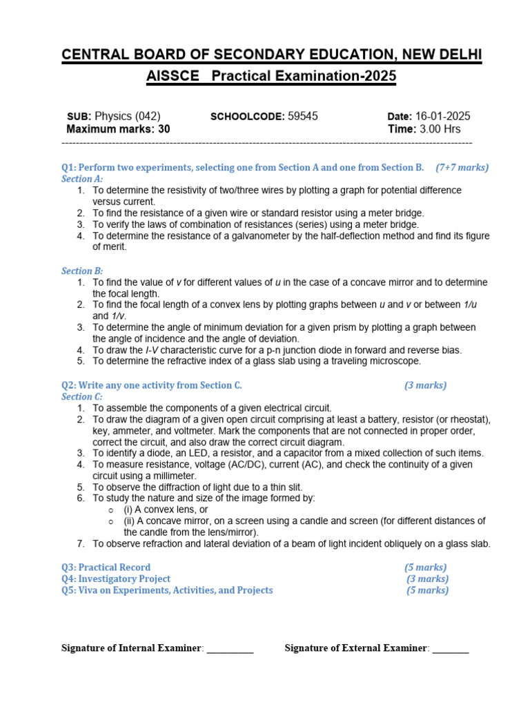 Physics Practical File 2024-25 | PDF | Electrical Resistance And ...