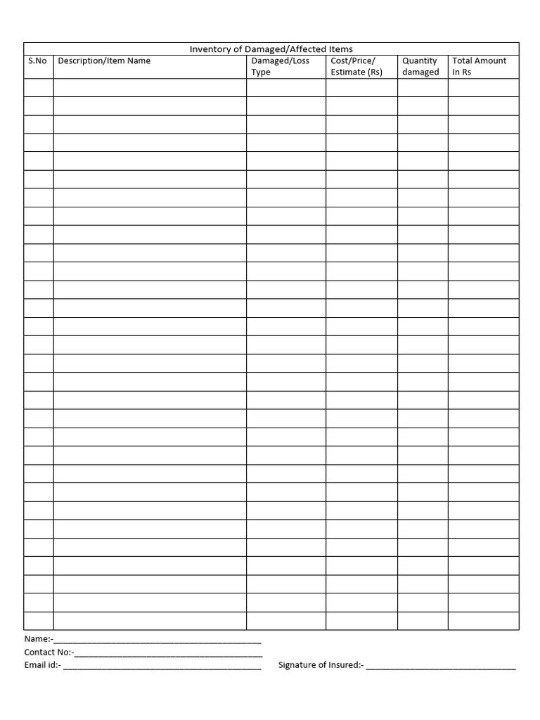 Loss Inventory | PDF