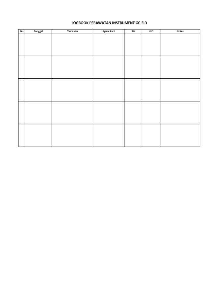 Format Logbook Perawatan GC - FID | PDF