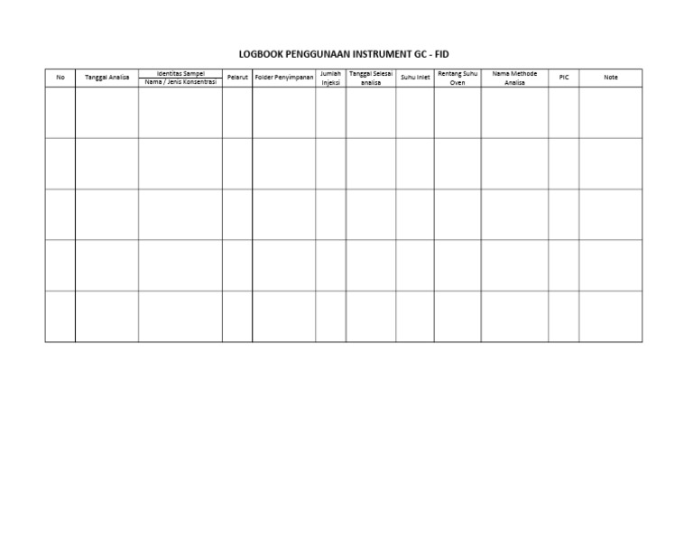 Format Logbook GC-FID | PDF