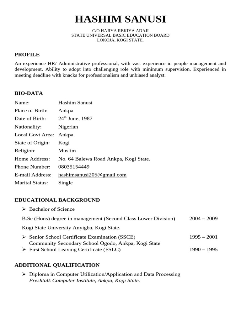 Hashim Sanusi Cv | PDF