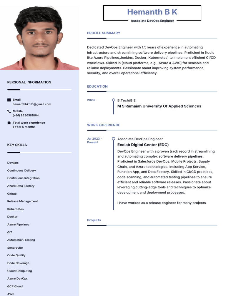 Hemanth Bk Resume | PDF | Cloud Computing | Information Technology Management