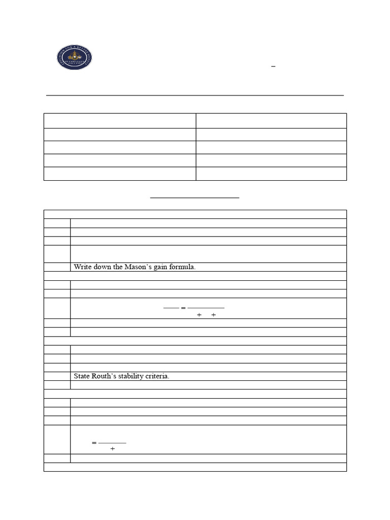 CSE (EE20APE502) QUESTION BANK ECE (MODIFIED) - New | PDF | Feedback ...