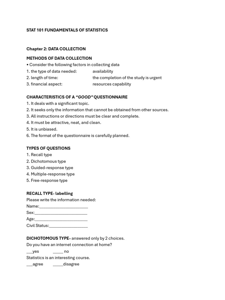 Data Collection Methods In Statistics Pdf Sampling Statistics