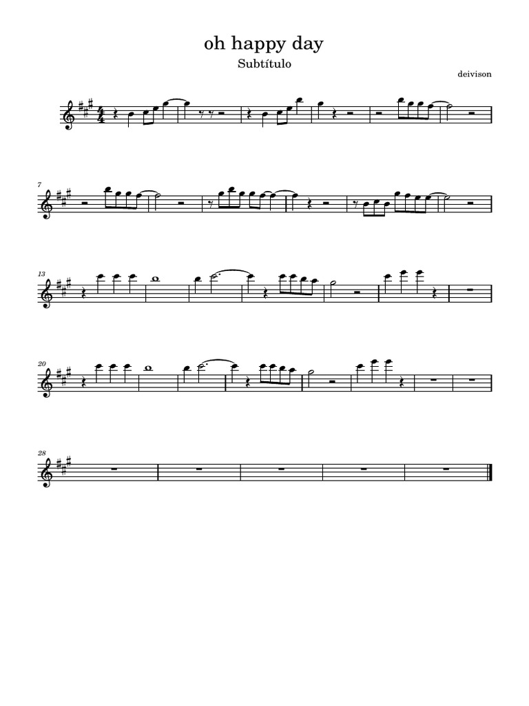 Musical Notation for "Oh Happy Day" | PDF