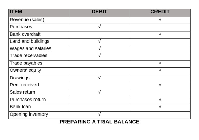 Preparing A Trial Balance | PDF