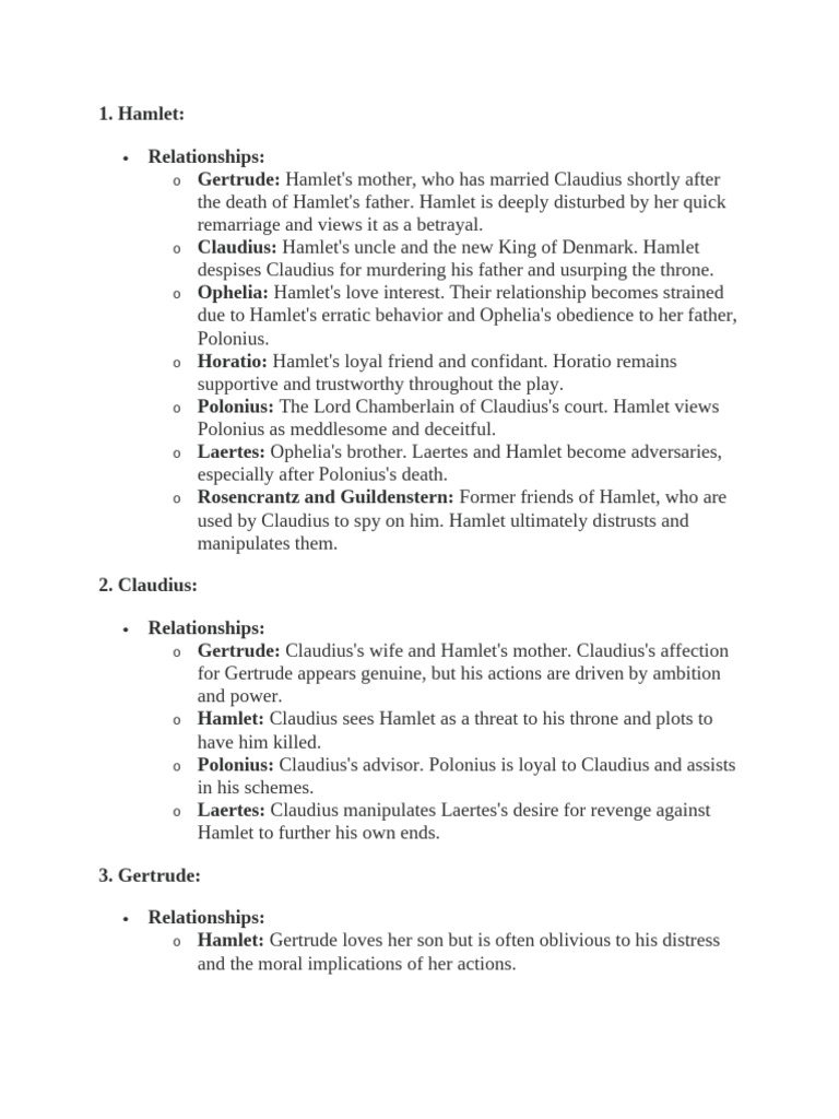 3. KEY CHARACTERS AND RELATIONSHIPS (1) | PDF | Hamlet | Plays Based On ...