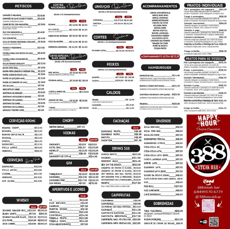 Cardápio - 388 Steak Bar | PDF