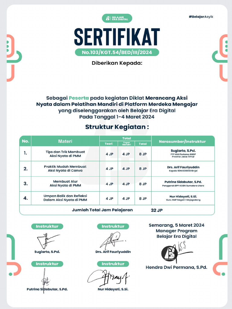 Sertifikat 8 Point Feby | PDF
